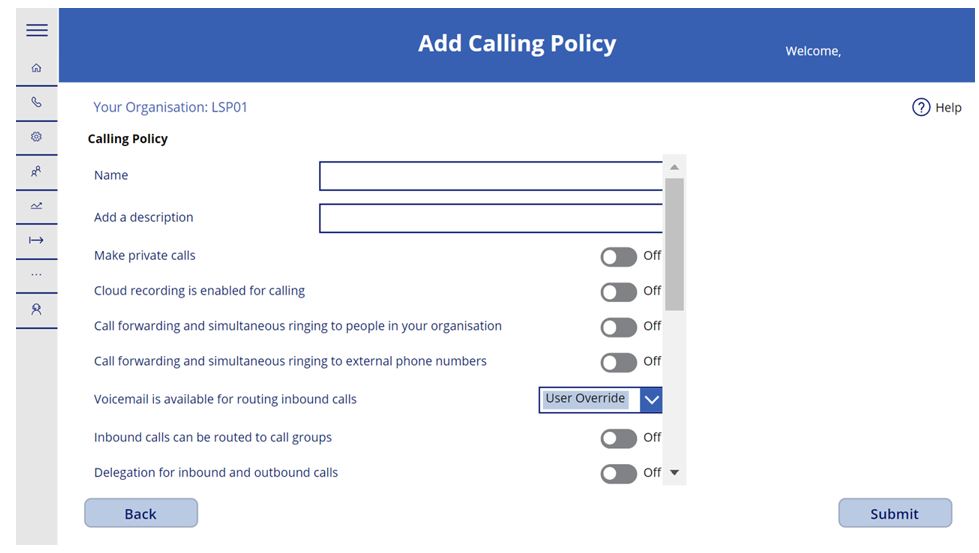 Calling Policies – NHSmail Support